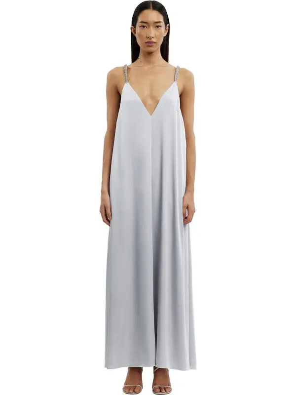 Significant Other Trapeze Maxi Dress With Braided Metallic Straps - Pewter