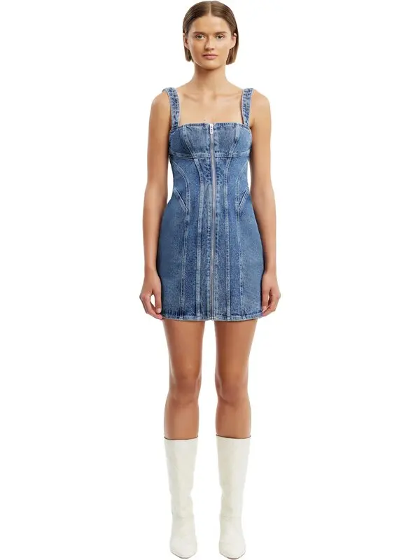 Significant Other Sabrina Mini Denim Dress - Washed Indigo