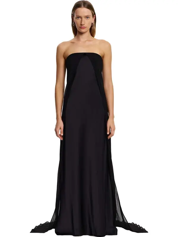 Significant Other Strapless Satin And Georgette Gown - Black