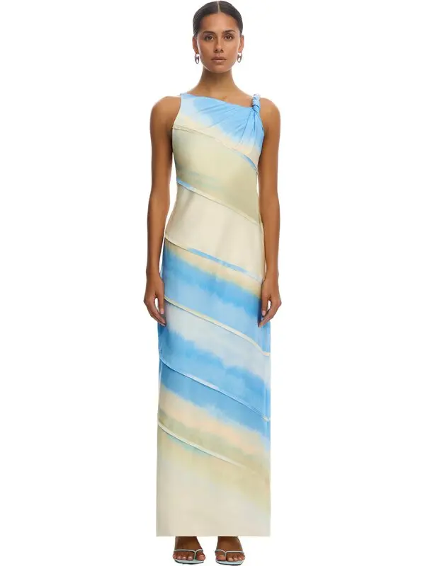 Significant Other Asymmetric Neckline Maxi Gown - Vista Stripe