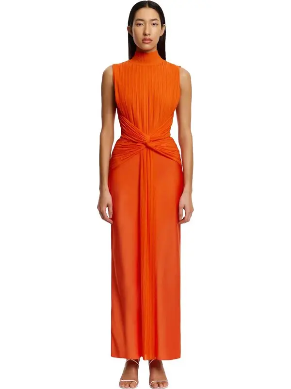 Significant Other Pleated Jersey Gown - Tangerine