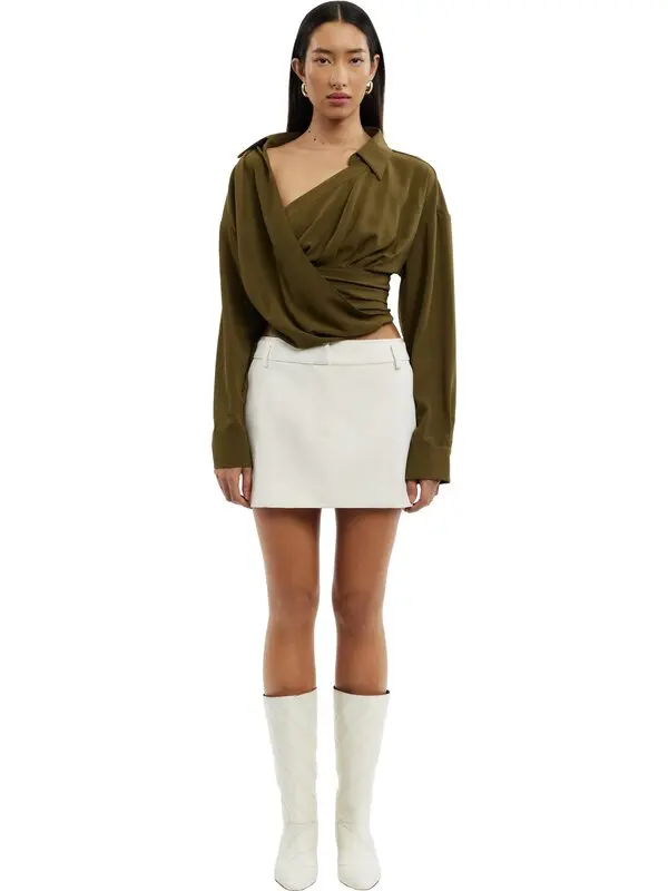 Significant Other Textured Suiting Mini Skirt - Ecru