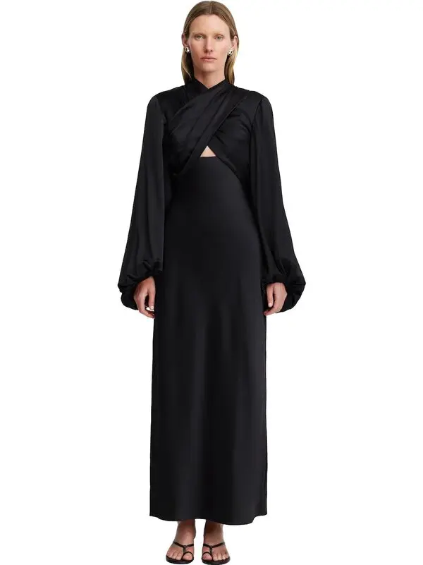Significant Other Long Sleeve Satin Dress - Black