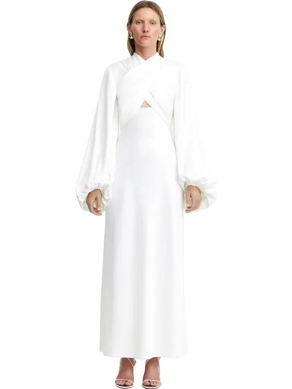 Significant Other Long Sleeve Satin Dress - Ivory