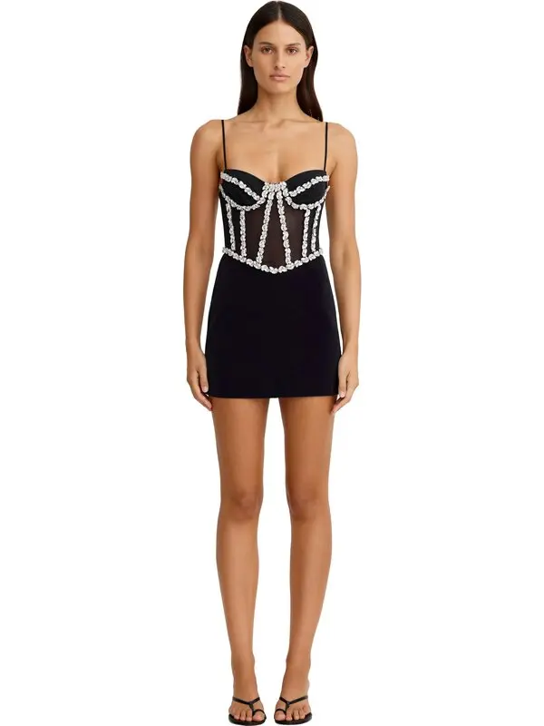 Significant Other Rhinestone-embellished Micro Mini Dress - Black