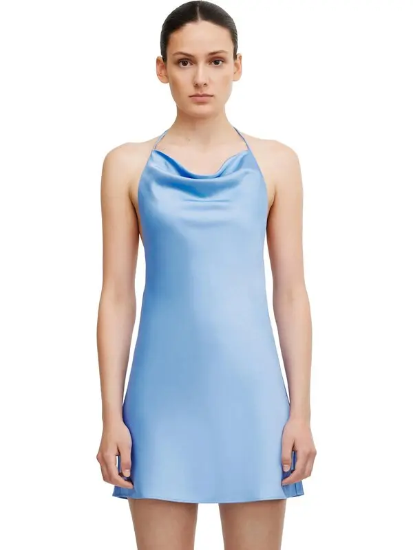 Significant Other Satin Halter Mini Dress - Bluebell