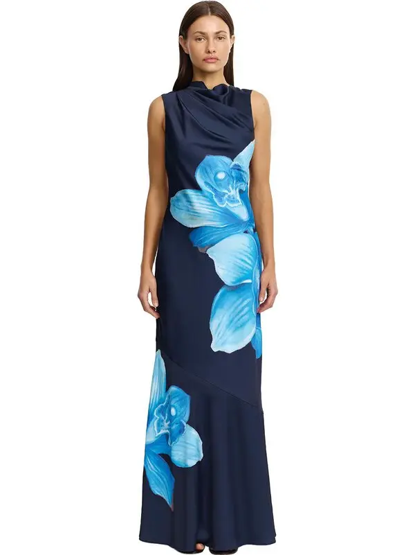 Significant Other Bias-cut Printed Maxi Dress - Dark Magnolia