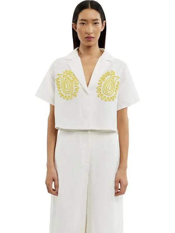 Significant Other Relaxed Fit Viscose Linen Shirt - Chalk