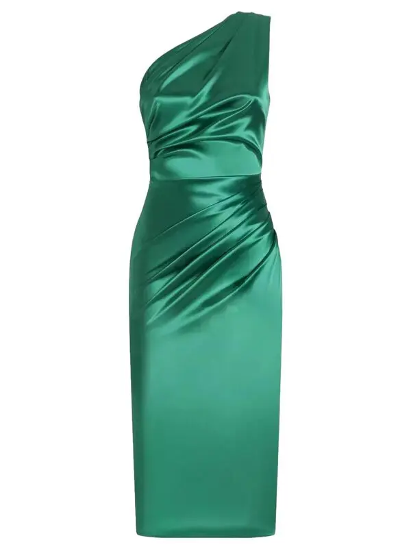 Dolce & Gabbana One-shoulder Draped Midi Dress - Green