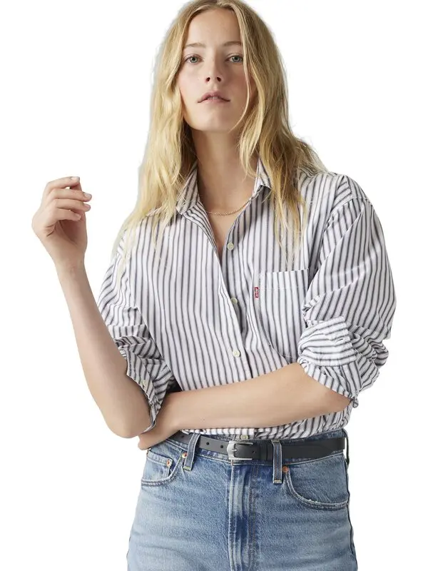 LEVI'S Harlie Boyfriend Shirt - Marinas Stripe Navy Blazer