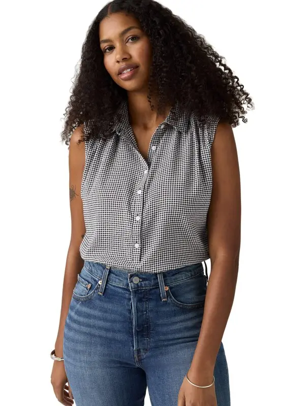 LEVI'S Londyn Short-sleeve Popover Top - Patricia Check Anthr