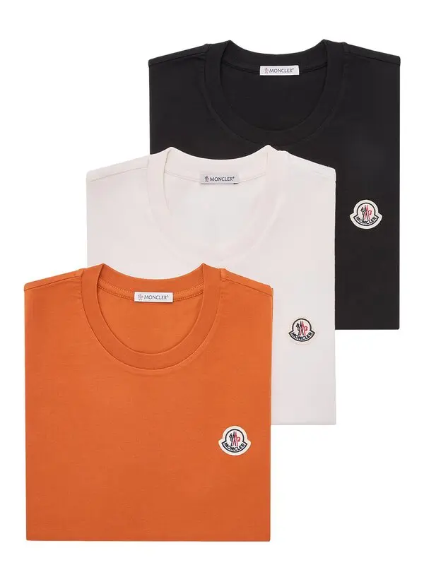 Moncler Logo Patch Cotton T-shirt Set - Multicolor