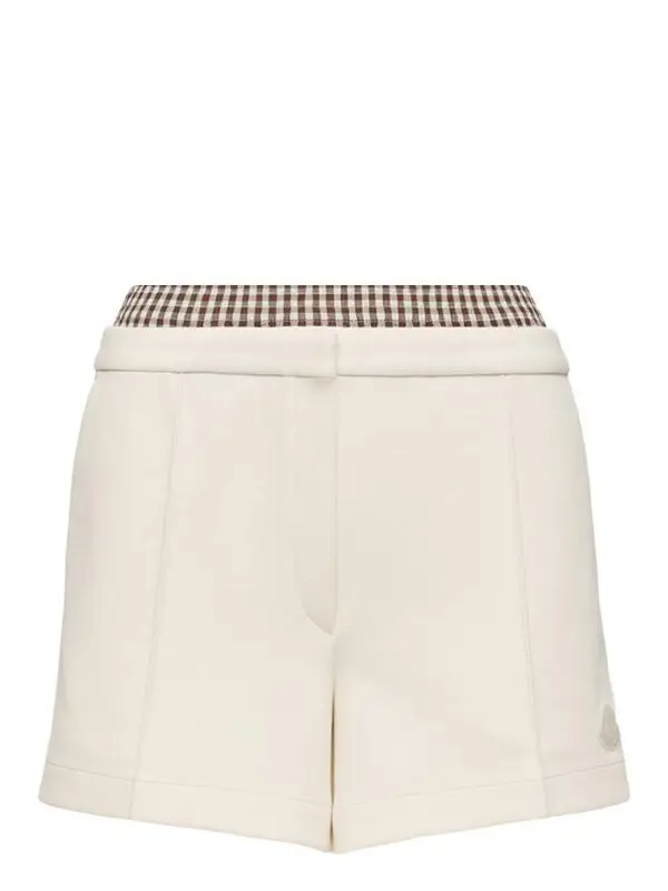 Moncler Layered-effect Vichy Cotton Blend Shorts - White