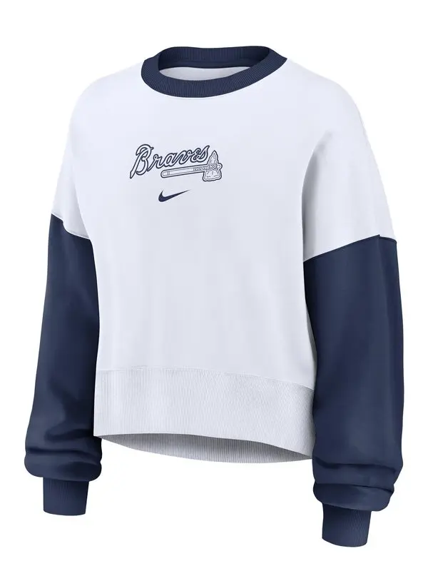 Nike Atlanta Braves Primary Mlb Pullover Crew - White