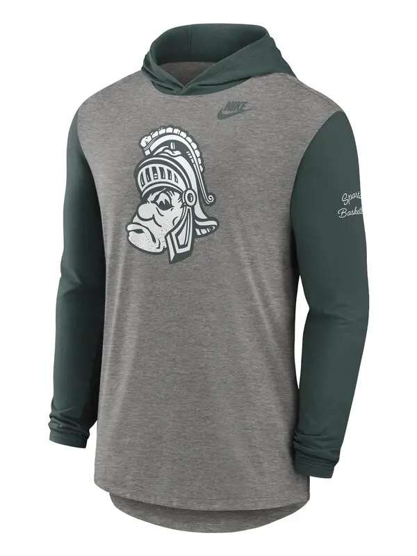 Nike Michigan State Campus Legacy Dri-fit College Long-sleeve Hooded T-shirt - Grey