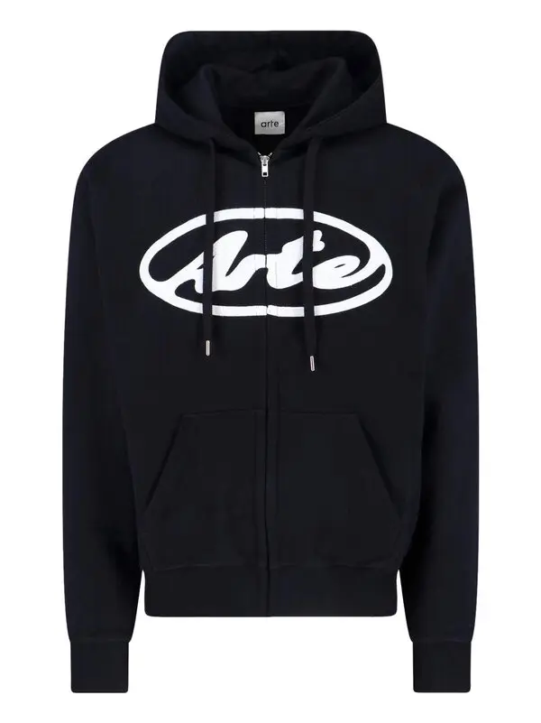ARTE Circle Logo Zip Up Hoodie - Black