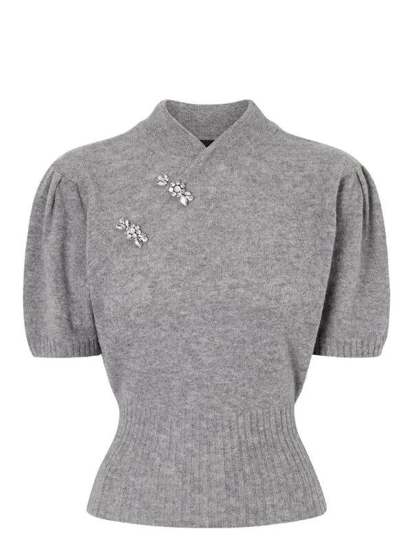Simone Rocha Mandarin Collar Cashmere Knitwear - Gray