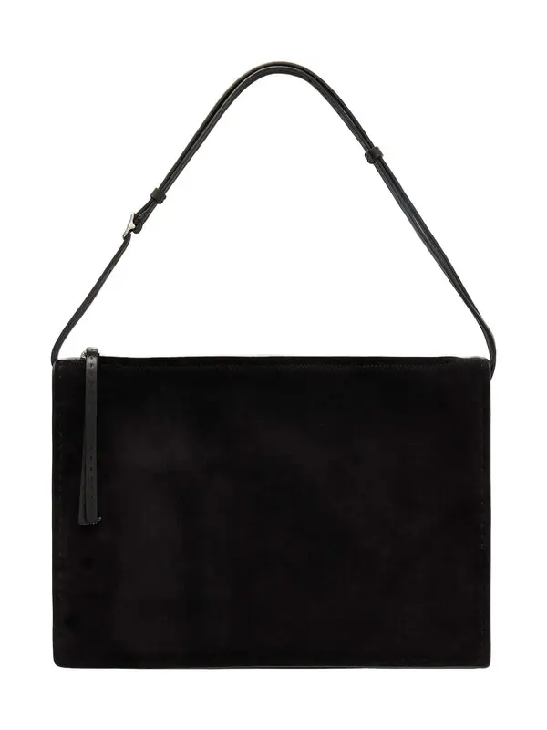 Phoebe Philo Glove Pochette Leather-trimmed Suede Shoulder Bag - Black