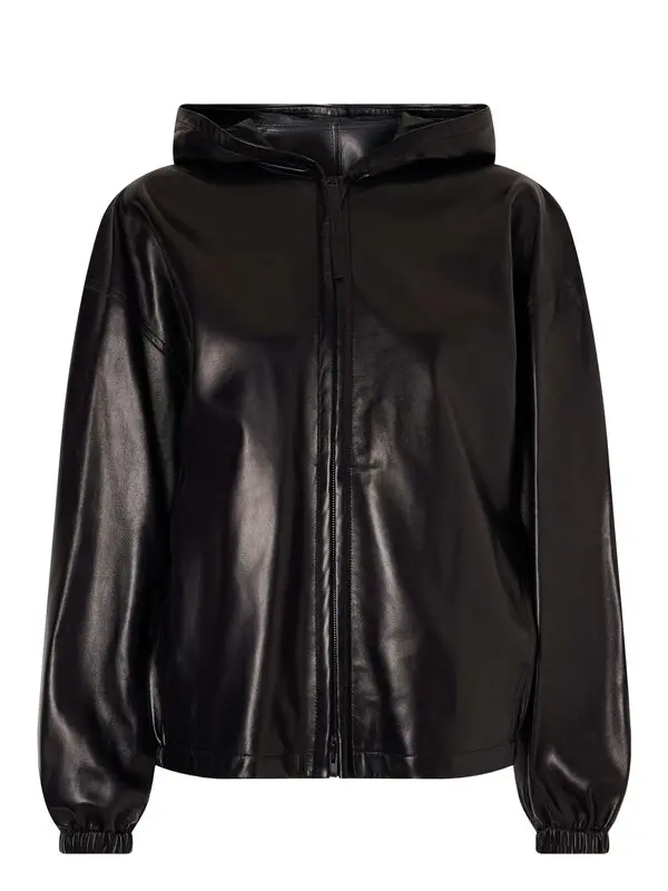 Phoebe Philo Hooded Leather Bomber Jacket - Black