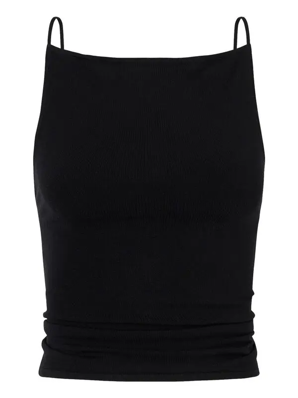ST. AGNI Open-back Tencel™ Lyocell-blend Top - Black