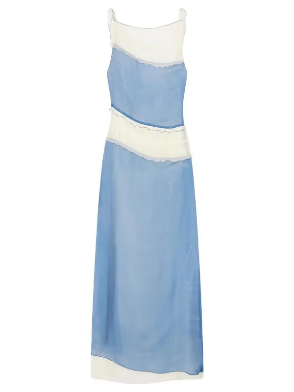 SIR. Aurelia Paneled Chiffon Midi Dress - Blue