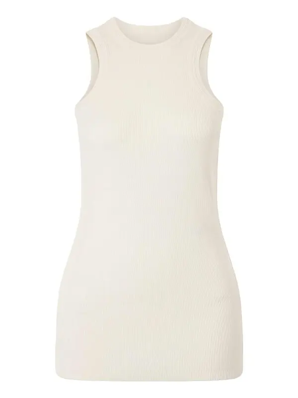 Phoebe Philo Stretch-ribbed Cotton-and-cashmere-blend Tank Top - Off-white