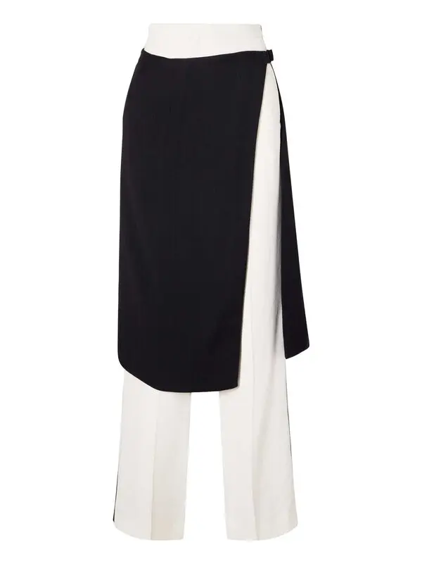 Phoebe Philo Layered Woven Straight-leg Pants - White