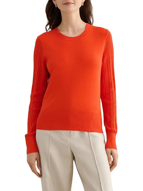 HOBBS LONDON Dianna Crewneck Sweater - Tomato Orange