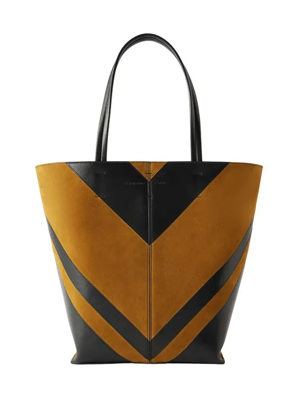 Phoebe Philo Pot Cabas Striped Leather And Suede Tote - Tan