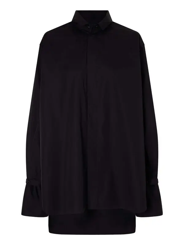 Phoebe Philo High-neck Cotton-poplin Tuxedo Shirt - Black