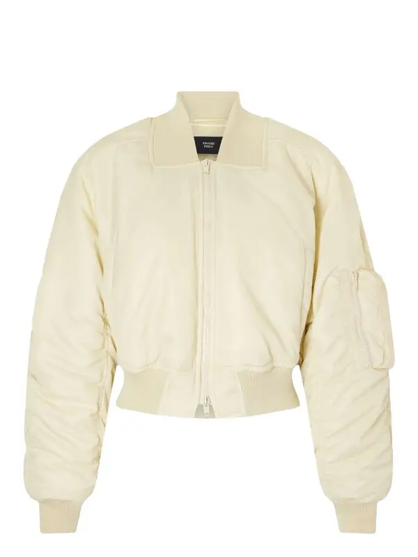 Phoebe Philo Cropped Bomber Jacket - Cream