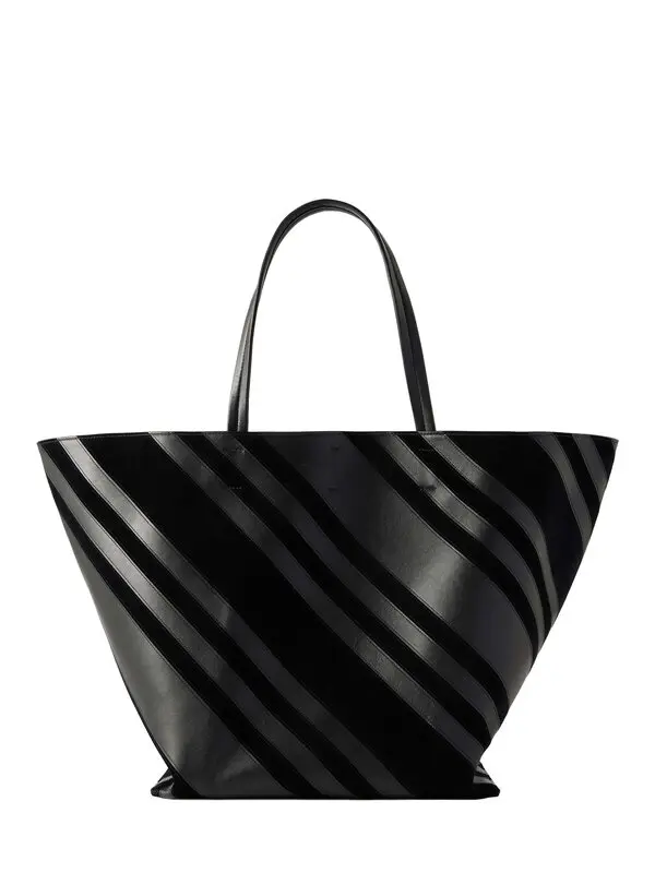 Phoebe Philo Basket Cabas Striped Tote - Black