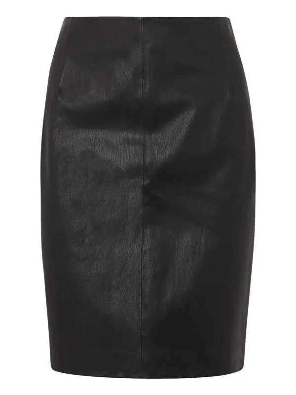 Nour Hammour Paneled Lambskin Pencil Skirt - Black