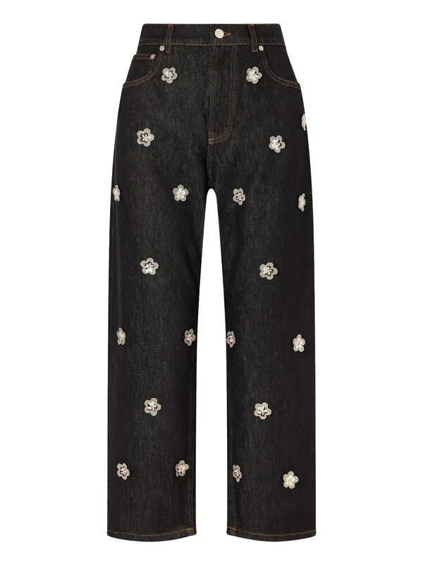 Marni Appliquéd Straight-leg Jeans - Black