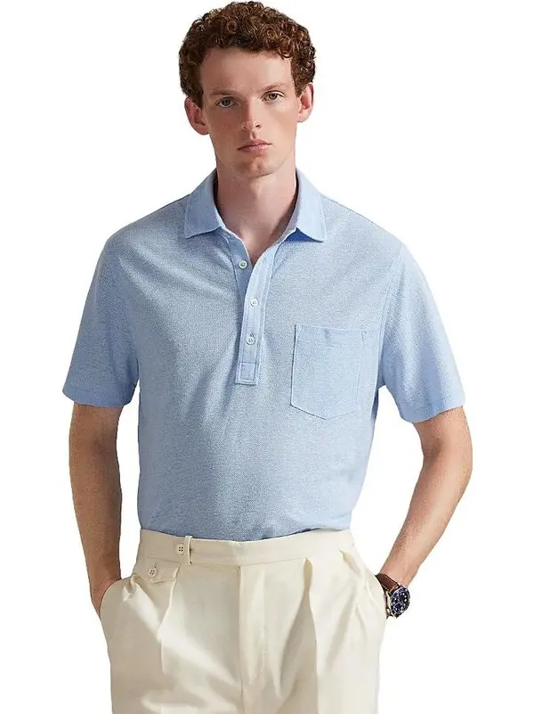 Polo Ralph Lauren Standard Fit Linen Pique Polo Shirt - Blue