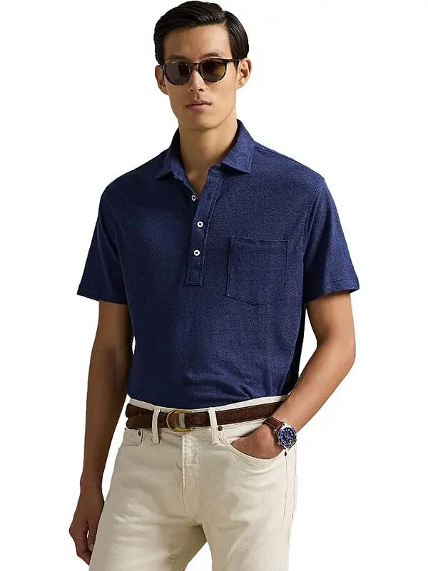 Polo Ralph Lauren Standard Fit Linen Pique Polo Shirt - Navy