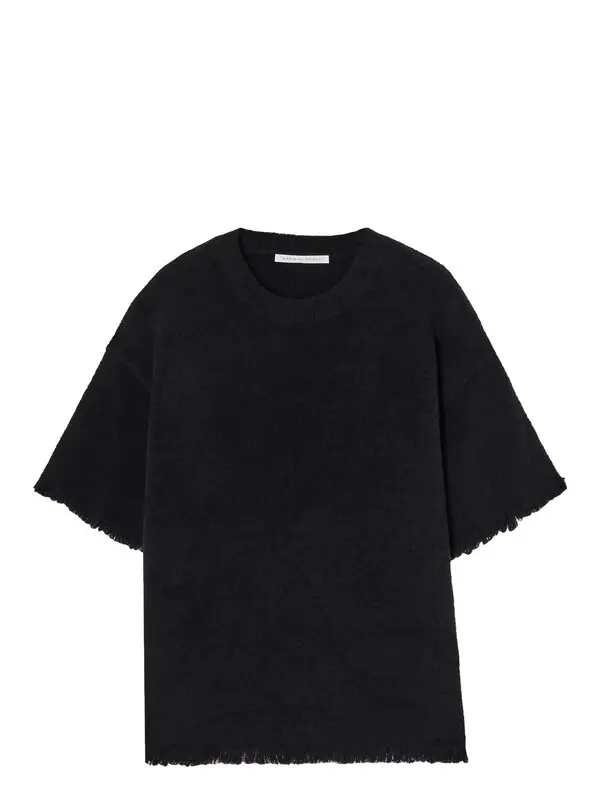 Maria Mcmanus Frayed Organic Cotton-bouclé T-shirt - Black
