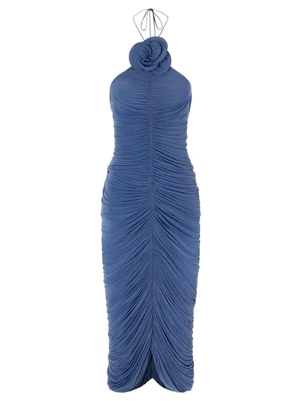 Magda Butrym Appliquéd Stretch-jersey Midi Dress - Blue