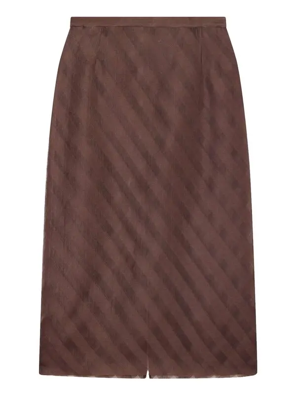Auralee Striped Silk And Cotton-blend Jacquard Midi Skirt - Brown