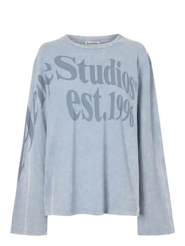 Acne Studios Printed Hemp And Cotton-blend Jersey T-shirt - Blue