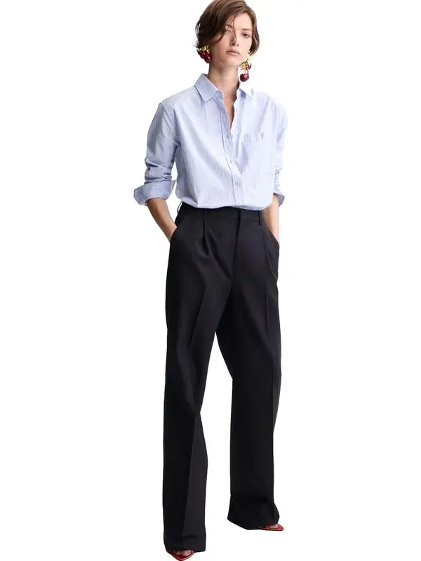 Saint Laurent Striped Cotton Poplin Shirt - Blue