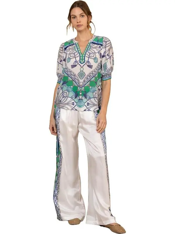 Hale Bob Roux Silk Blouse - Blue