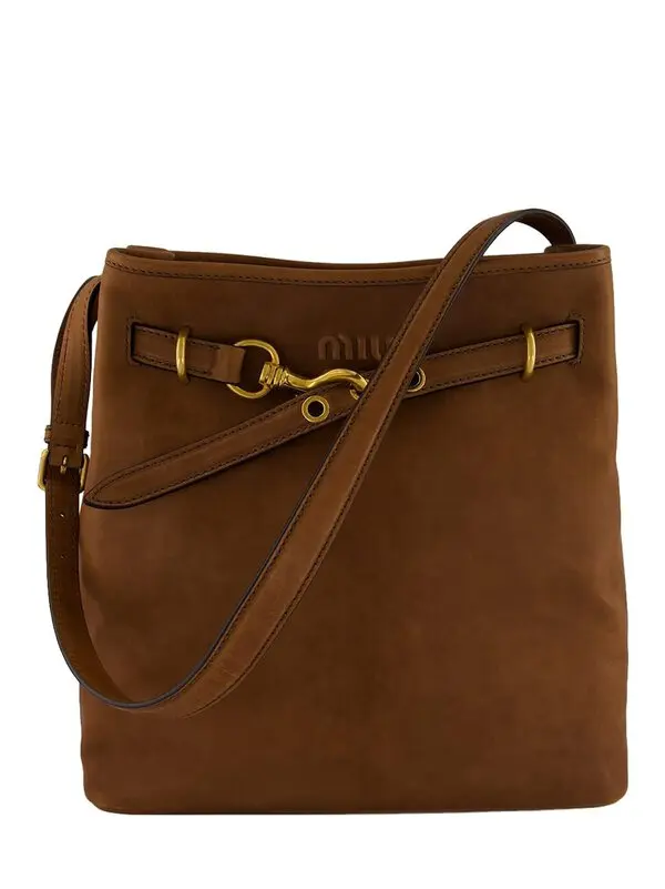 Miu Miu Oak Aventure Nappa Leather Bucket Bag - Brown