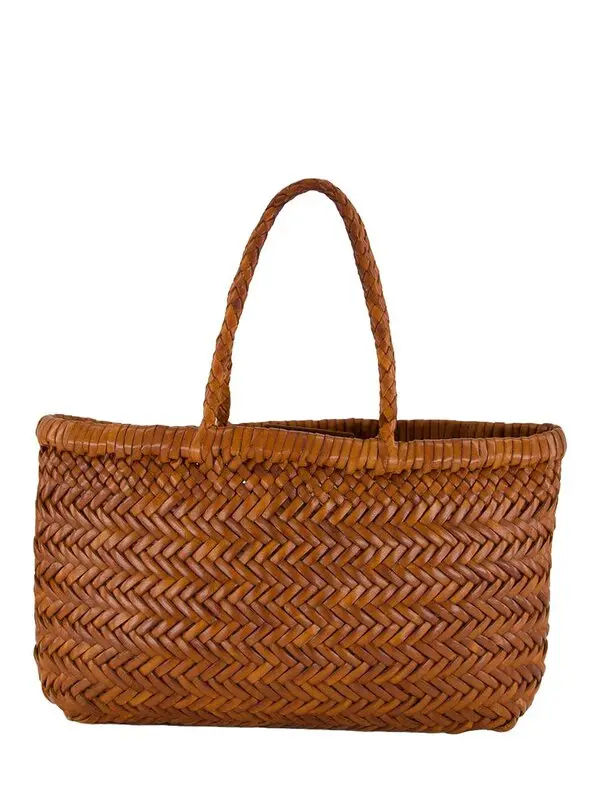 Dragon Diffusion Mini Flat Gora Tan Woven Bag - Brown