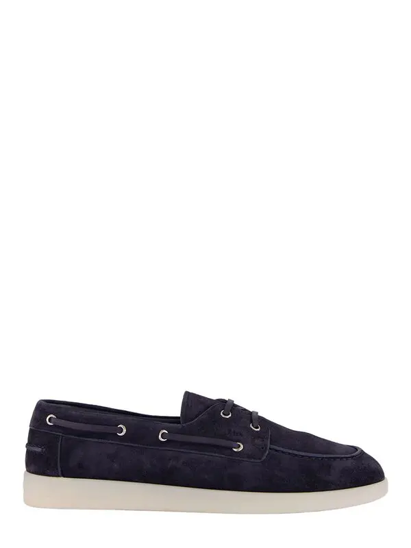 Prada Suede Boat Shoes With Laces - Blue