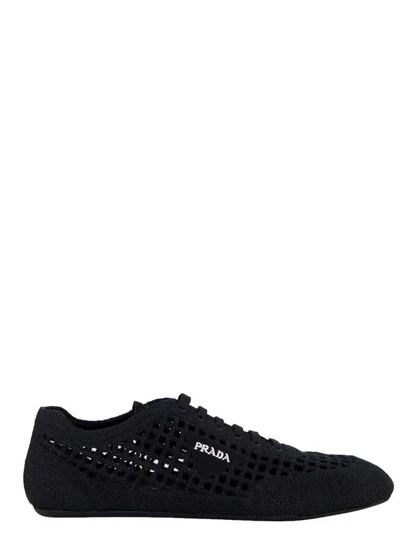 Prada Collapse Crochet Laced Sneakers - Black