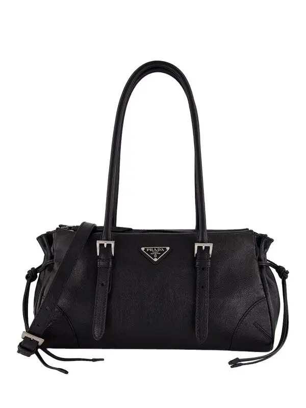 Prada Medium Leather Tote - Black