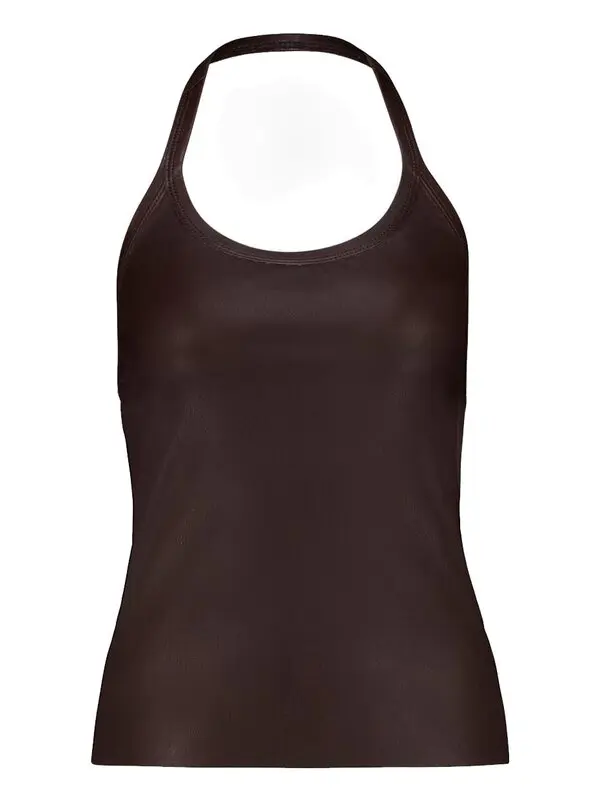 Stouls Leather Halter Top - Grey