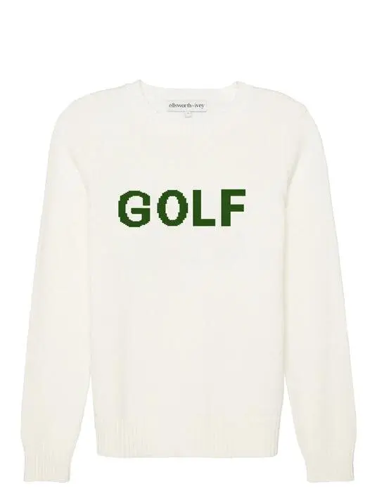 ELLSWORTH + IVEY Classic Crewneck Knit Golf Sweater - Green