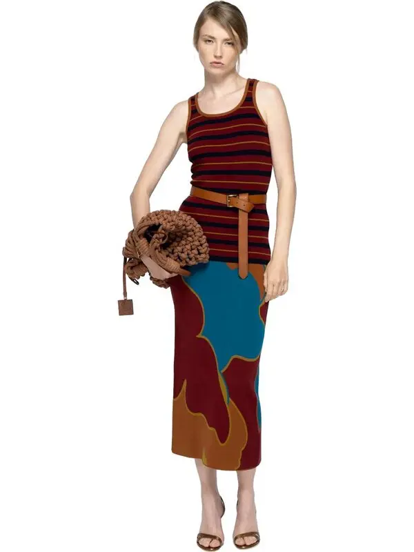 PAULA Julia Dahlia Knitted Striped Tank Top - Red